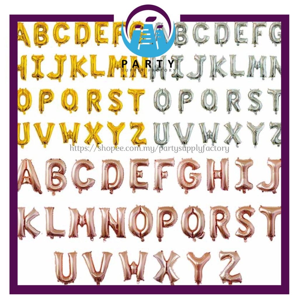 (1pcs) BELON HURUF A-Z WARNA GOLD / ABC Balloons Huruf / Party Birthday ...