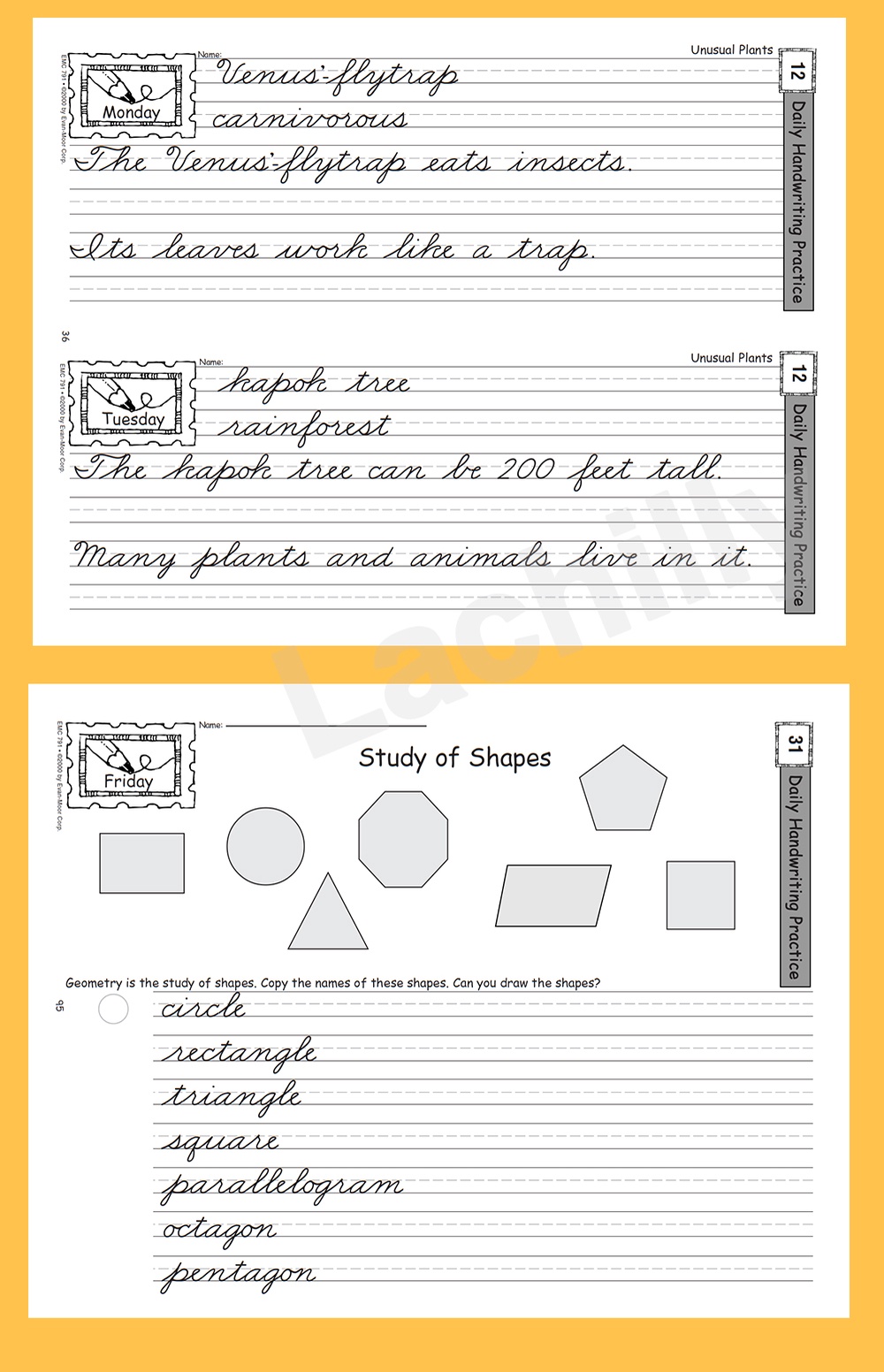 Children Daily Handwriting Practice Traditional Cursive for Kids Learn ...