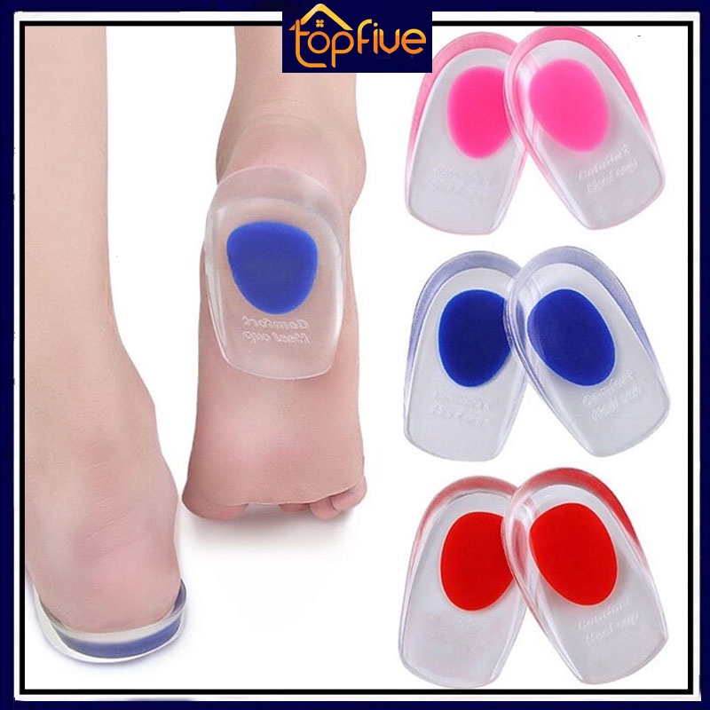 Silicone Gel Heel Cups Shoe Inserts for Plantar Fasciitis, Sore Heel ...