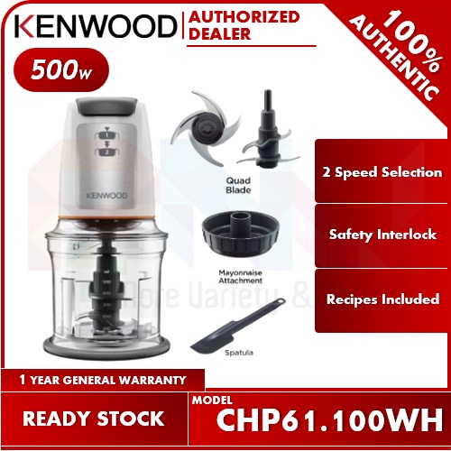 KENWOOD 500W Quad Blade Easy Chop Chopper CHP61.100WH | Shopee Malaysia