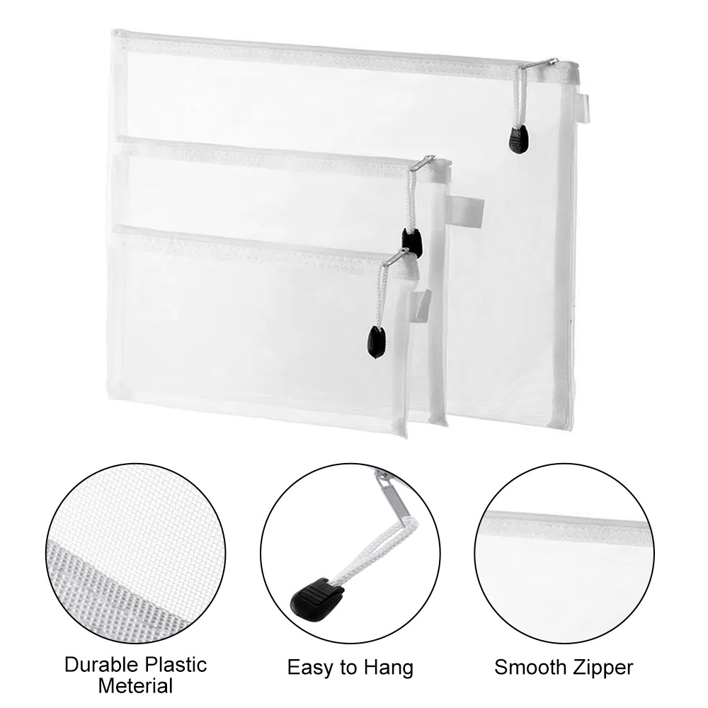 Transparent Mesh Zipper File Bag A4/A5/A6 Nylon Information Document ...