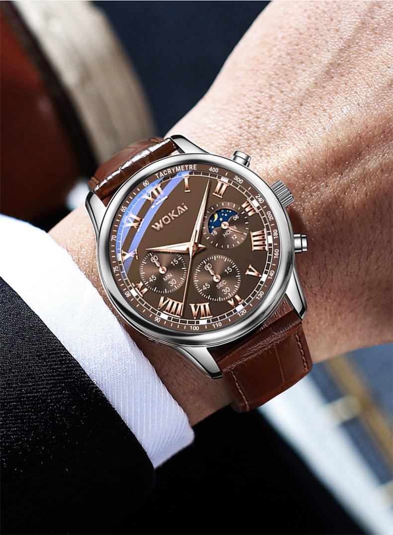 【Ready Stock】WOKAI New Business Men Quartz Watch Classic Eather Belt ...