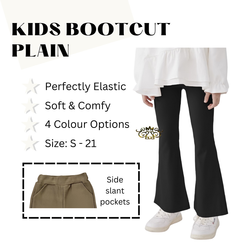 EZZE Kid Wear Girl Plain Bootcut Stretchable Long Pants Seluar Fesyen ...