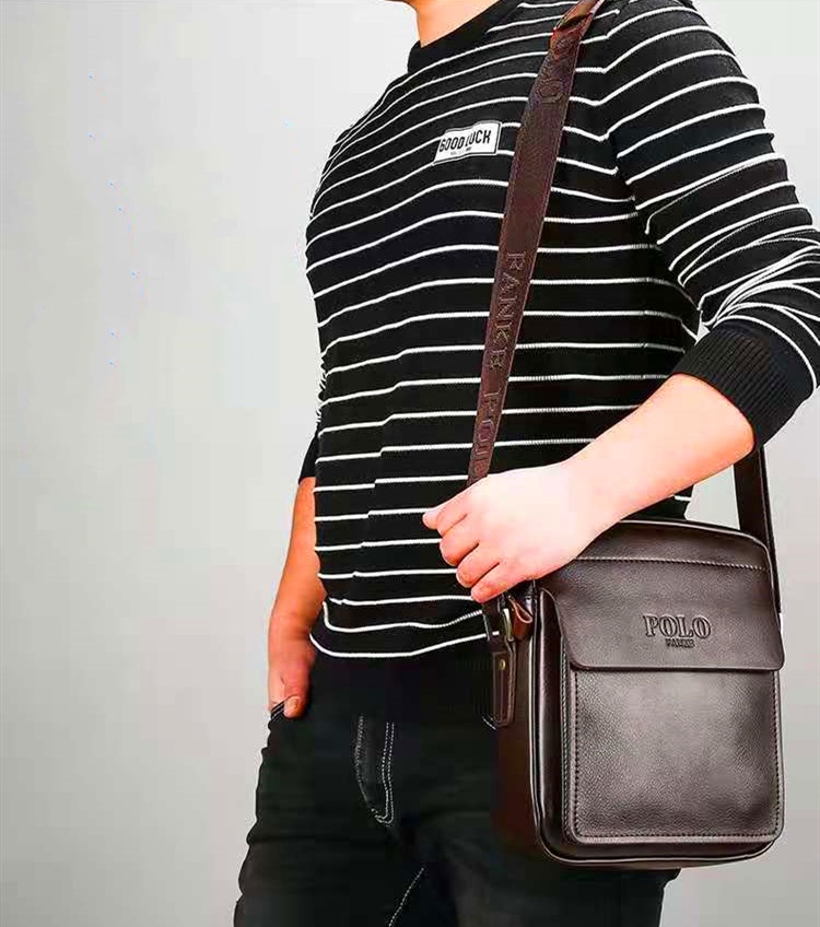 POLO Men"bag Genuine Leather shoulder bag for men side backpack satchel ...