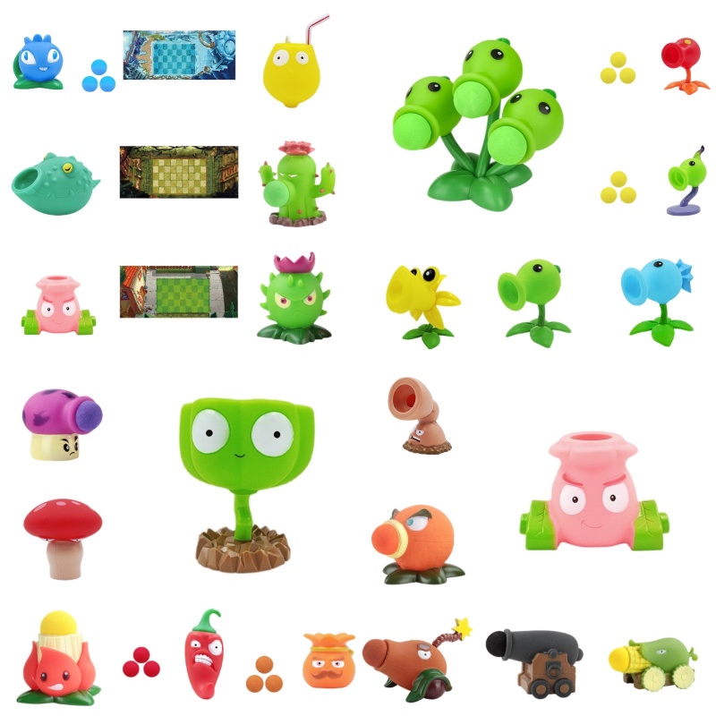 Colorful Plant Vs. Zombie Toy Olive Machine Gun With Soft Gelatin Pea ...