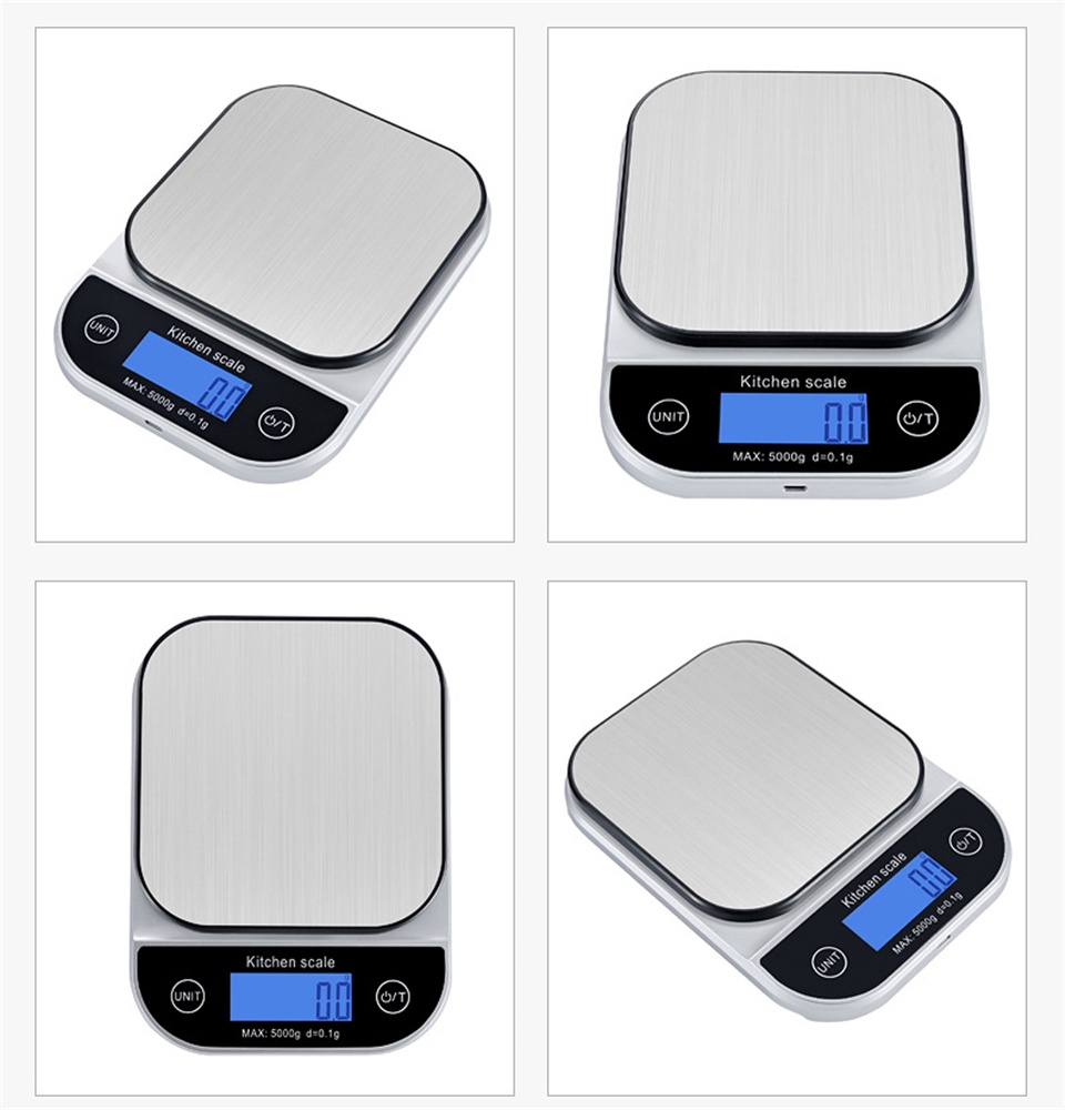 10kg 5kg 0.1 Digital Kitchen Scale Stainless Steel Electronic 9 Units ...