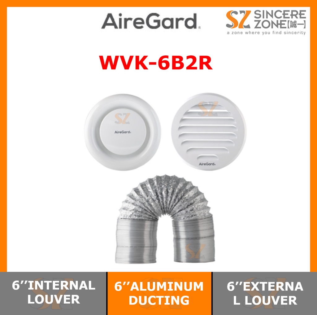 AireGard WVK-6B2R 6 inch Wall Vent Kit - 6" Aluminum Ducting + 6 ...