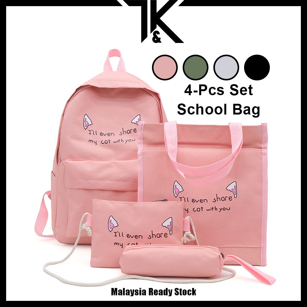 [LOCAL] Canvas 4-in-1 School Bag Set | Student Backpack | Beg Sekolah ...