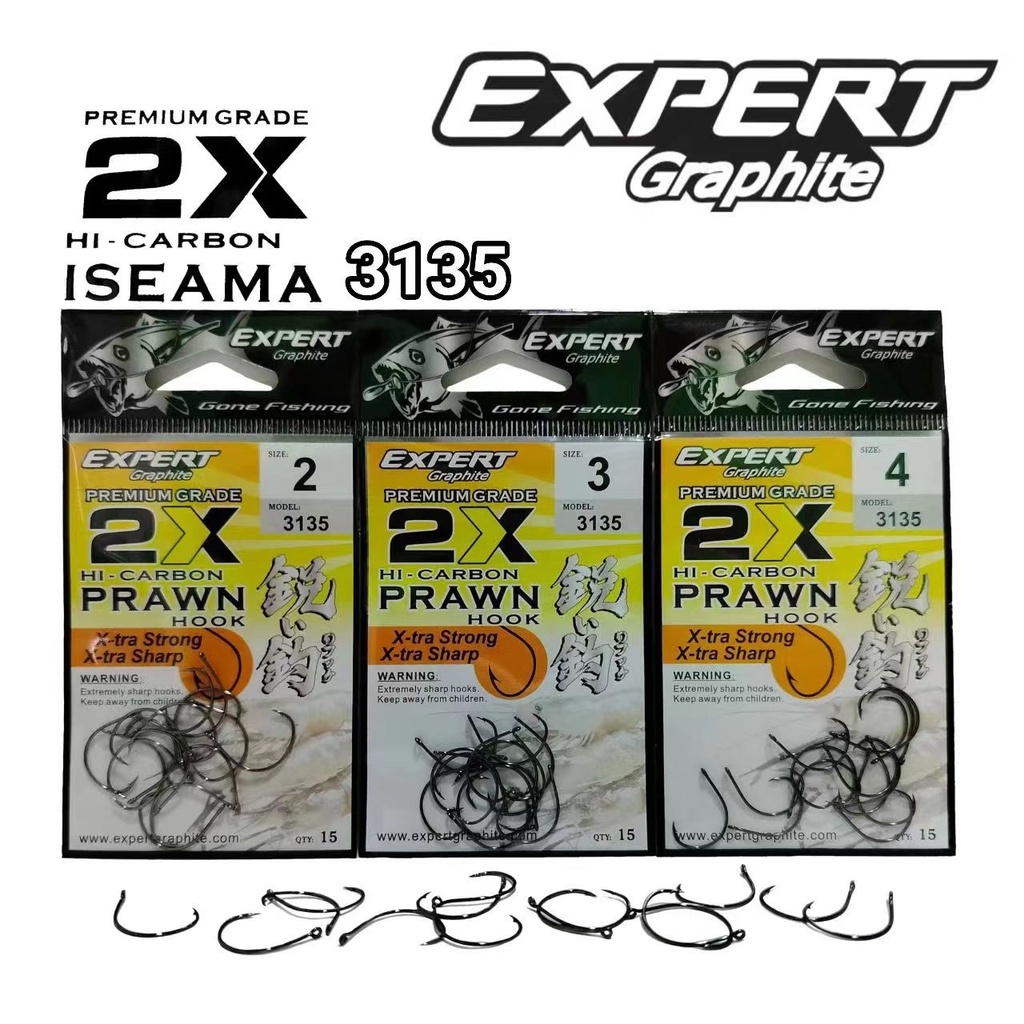 EXPERT GRAPHITE PREMIUM GRADE 2x PRAWN HOOK ( 3135 ) | Shopee Malaysia