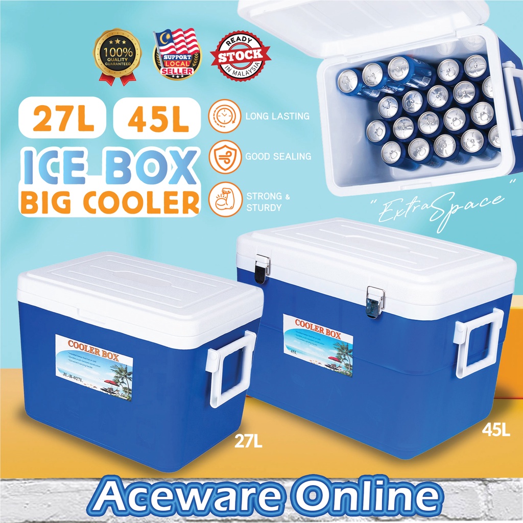 27L 45L Big Cooler Ice Box Heavy Duty Storage Portable Cold Box Icebox ...