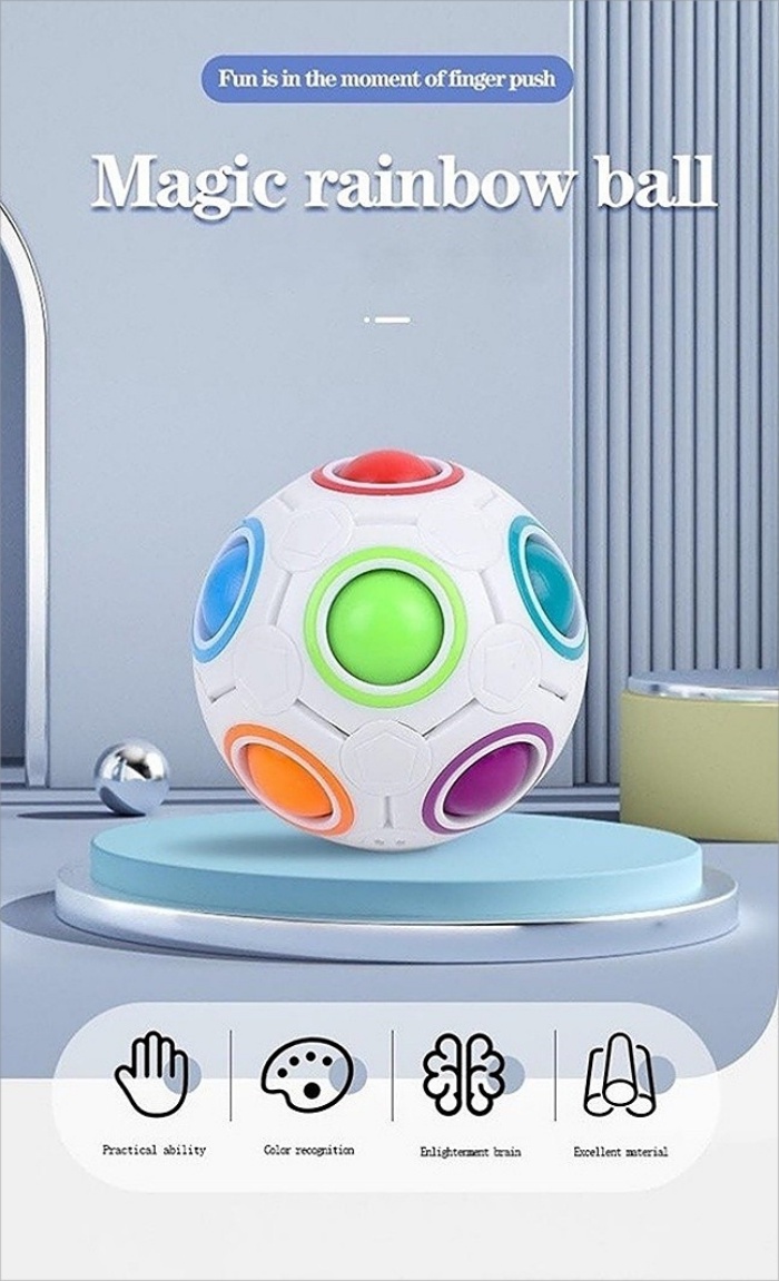 Magic Cube Rainbow Ball Cube Speed Football Puzzle Ball Fidget Toys for ...