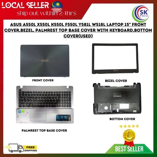 ASUS A550L X550L K550L F550L Laptop15.6" FRONT COVER,BEZEL, PALMREST ...