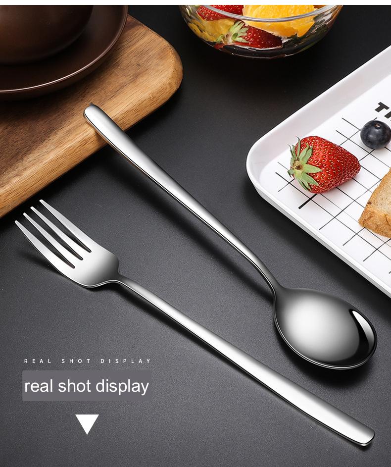 CK 304 Stainless Steel Long Spoon Fork Home Eating Korean Spoon Soup ...