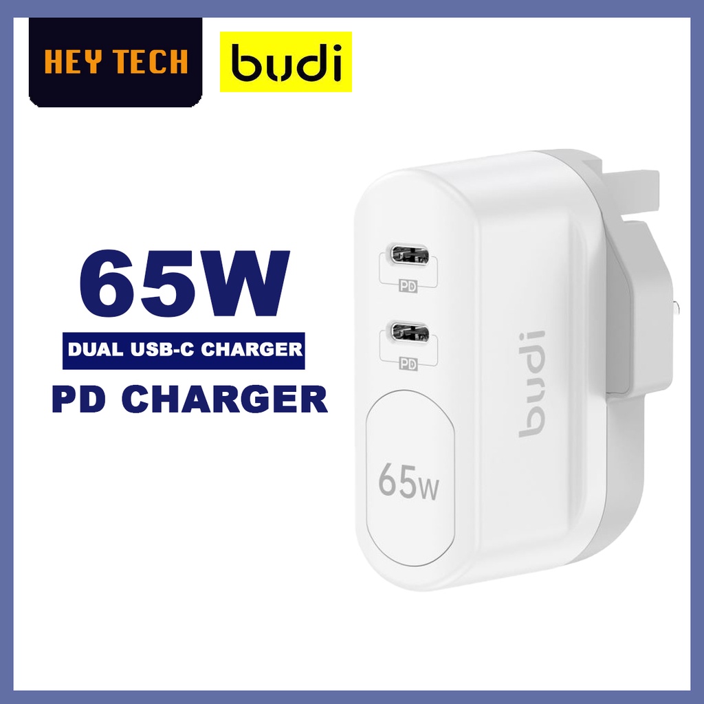 Budi 65W Type C Charger PD Power Delivery Quick Charge Adapter USB C Wall Charger for iP 14 Pro ...