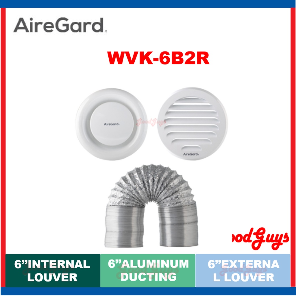 AireGard WVK-6B2R 6 inch Wall Vent Kit - 6" Aluminum Ducting + 6 ...