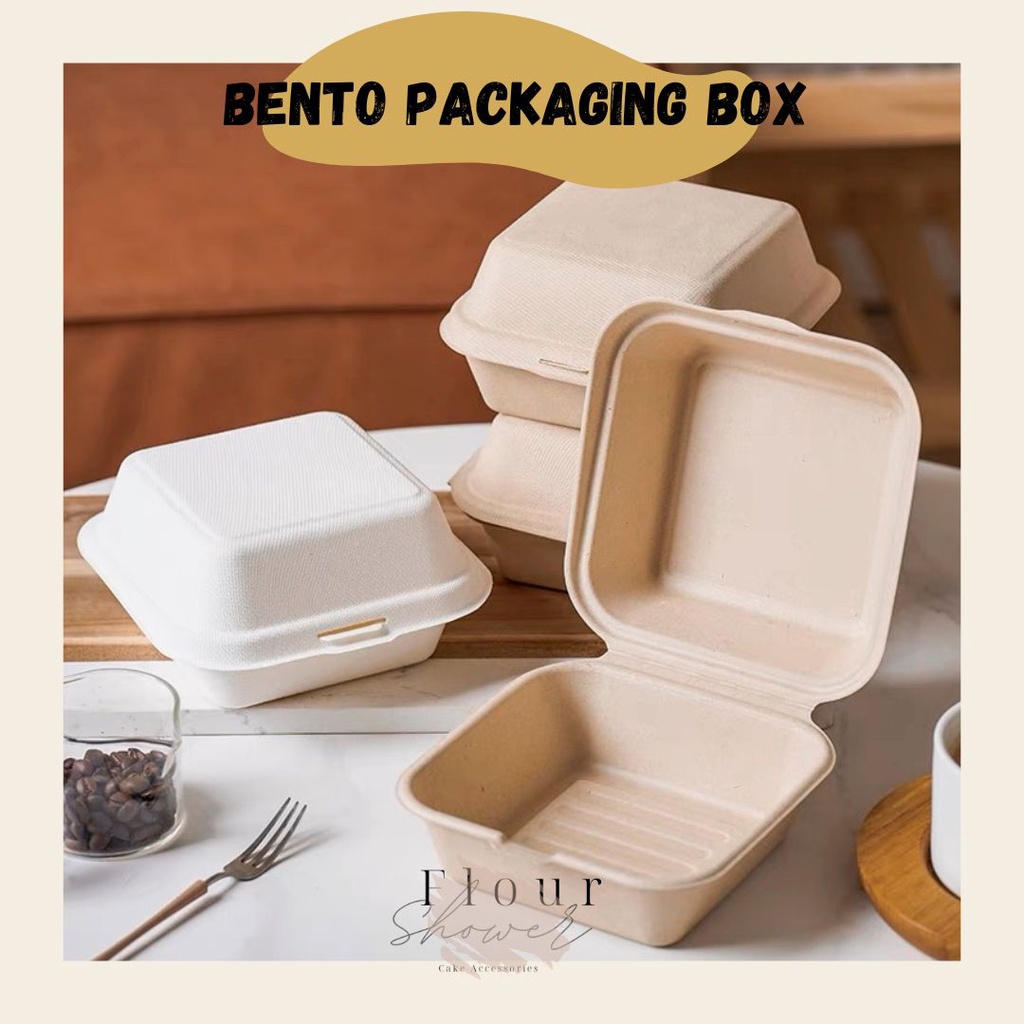 10pcs 4inch Pulp Bento Cake Box | Disposable Cake Packaging | Bekas Kek ...