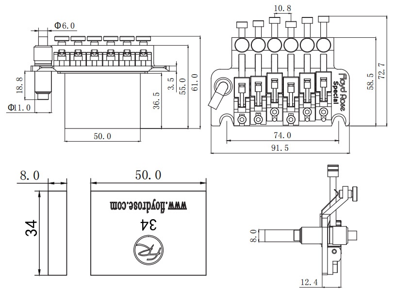 Original Floyd Rose Tremolo Bridge Double Locking System Bridge ...