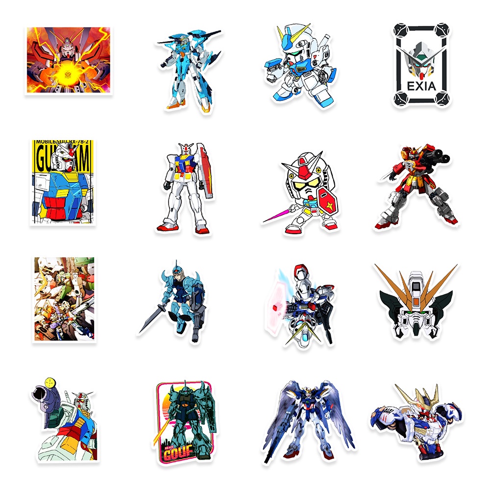 MUYA 50pcs GUNDAM Japanese Anime Stickers Waterproof Graffiti Vinyl ...