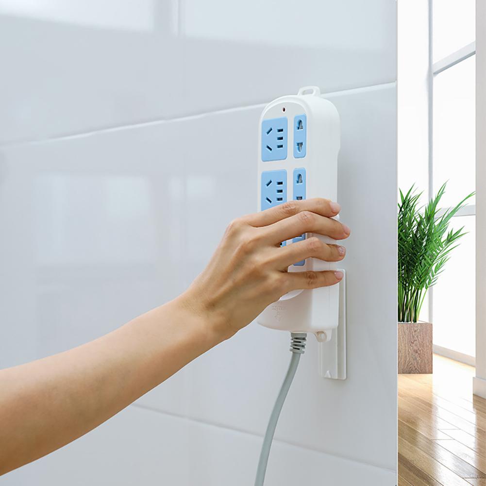 Wall Mounted Power Socket Strip Retainer Self-adhesive Punch-free Wall ...