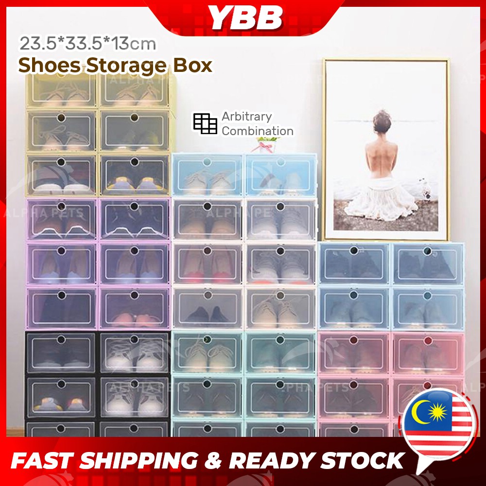 YBB Transparent Plastic Shoe Box Plastic Shoes Box Kotak Kasut Plastik ...