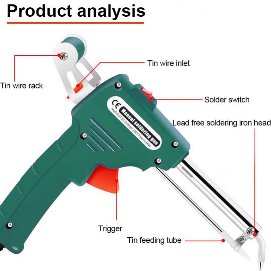 220V 60W Manual Soldering Gun Hand-held External heating Soldering Iron ...