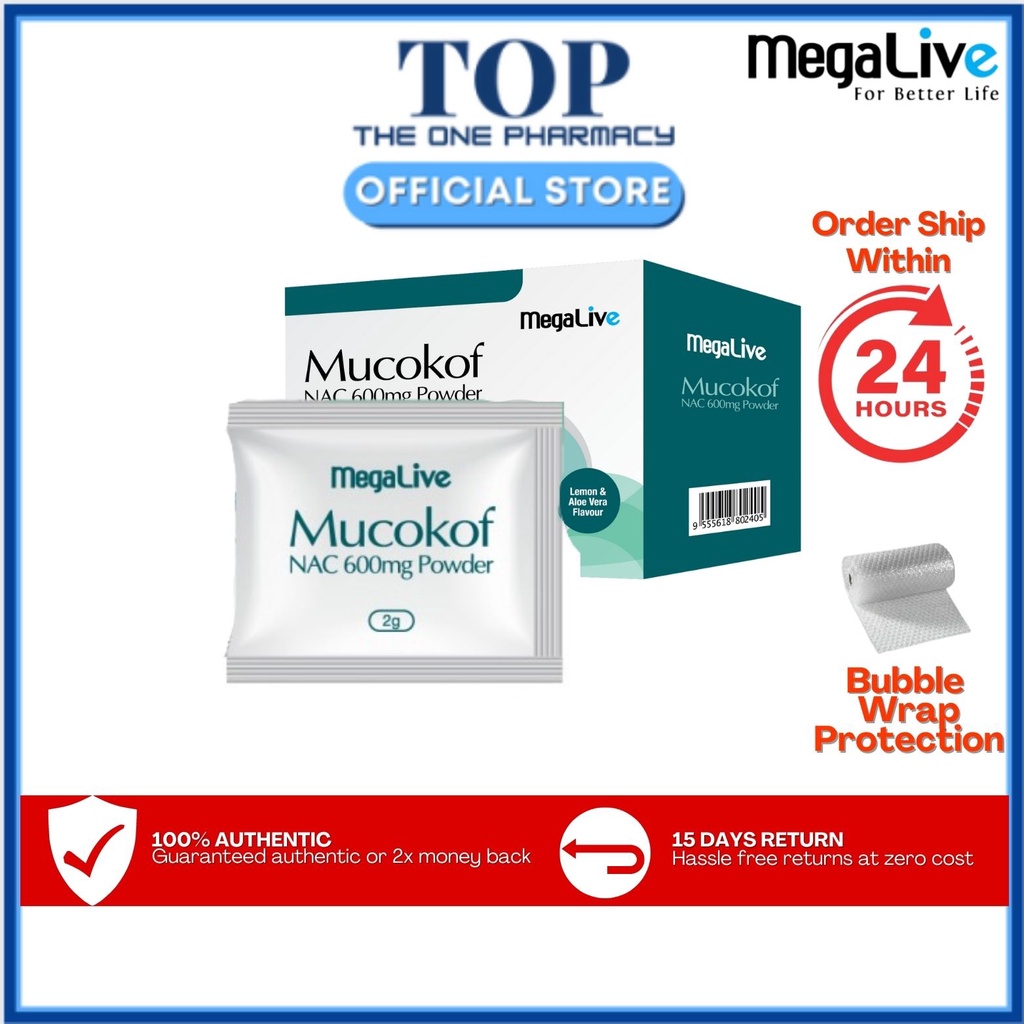 MegaLive Mucokof NAC 600mg Powder (1 sachet) | Shopee Malaysia