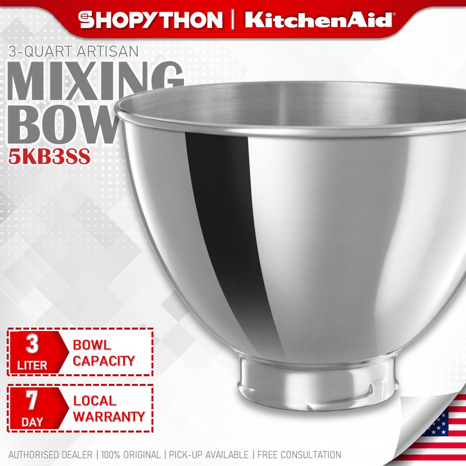 KITCHENAID 3-Quart Stainless Steel Mixing Bowl 5KB3SS (3.0L) Artisan ...