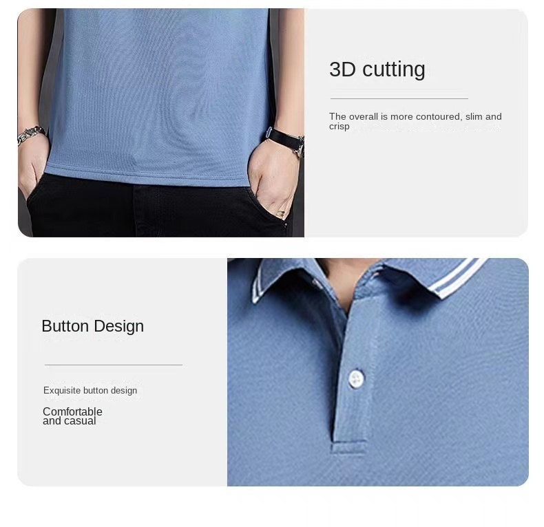 Comfy Plain Polo Shirt Men Causal Polo T Shirt Men Oversize Lapel Short ...
