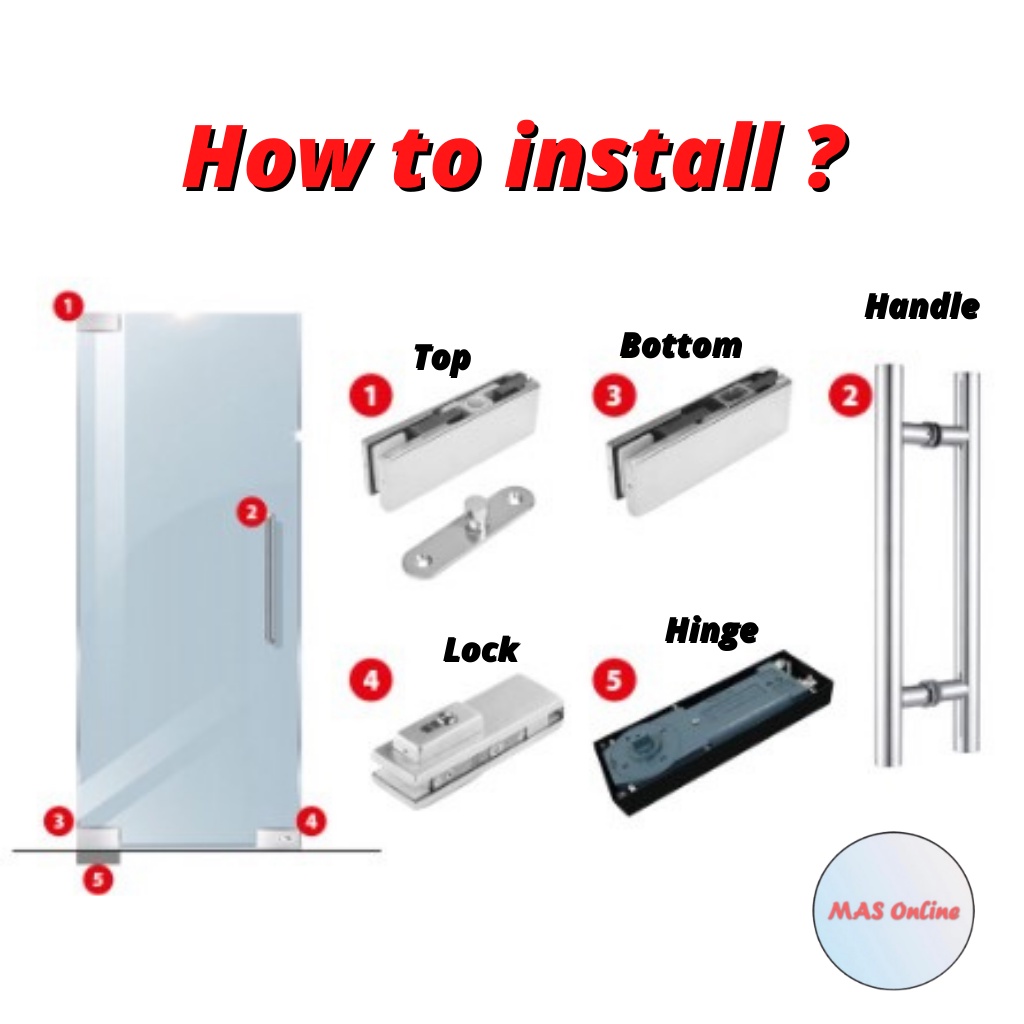 VSP V20 Glass Door Top Patch Fitting / ats pintu kaca tempered engsel ...