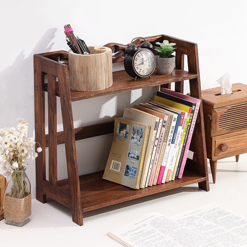 Desktop Organizer Office Storage Rack Wooden Display Rack Desk Storage ...