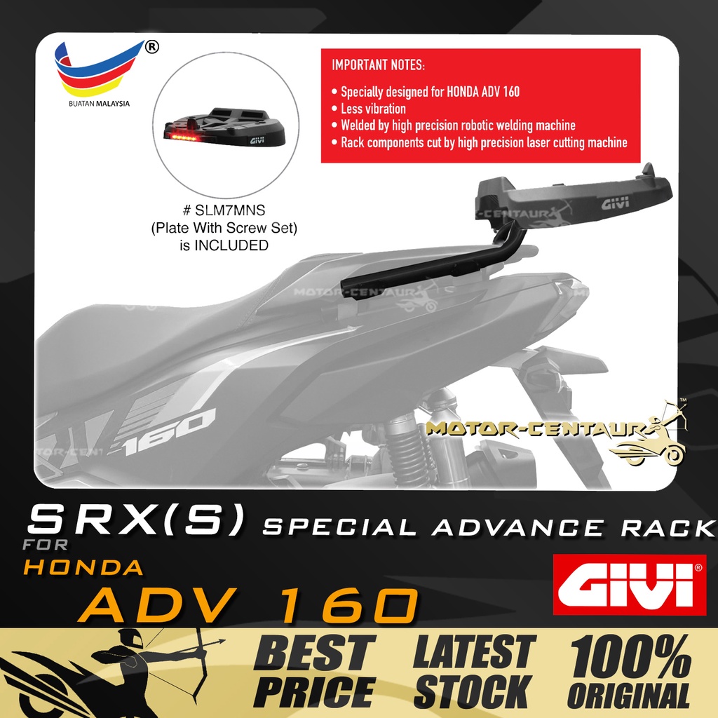 GIVI HONDA ADV160, SRX HEAVY DUTY RACK, SBL SIDE BAGS HOLDER, TN FAIRING GUARD (CRASH BAR), MF ...