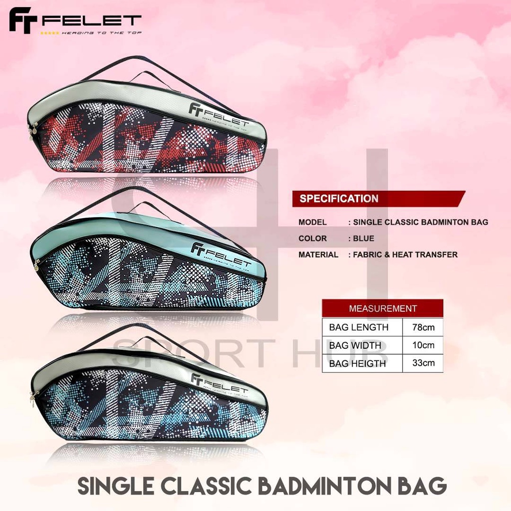 FELET SINGLE CLASSIC Badminton Racket Bag Single Zip Badminton Bag ...