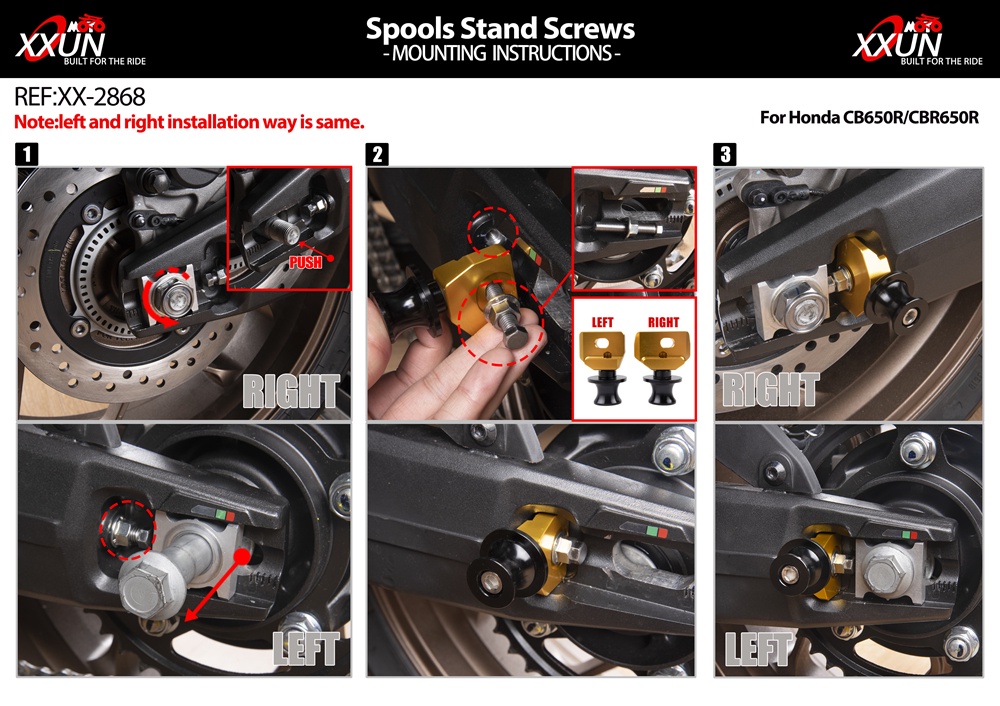 CB650R Accessories Chain Adjustment Frame Swingarm Spools Slider For ...