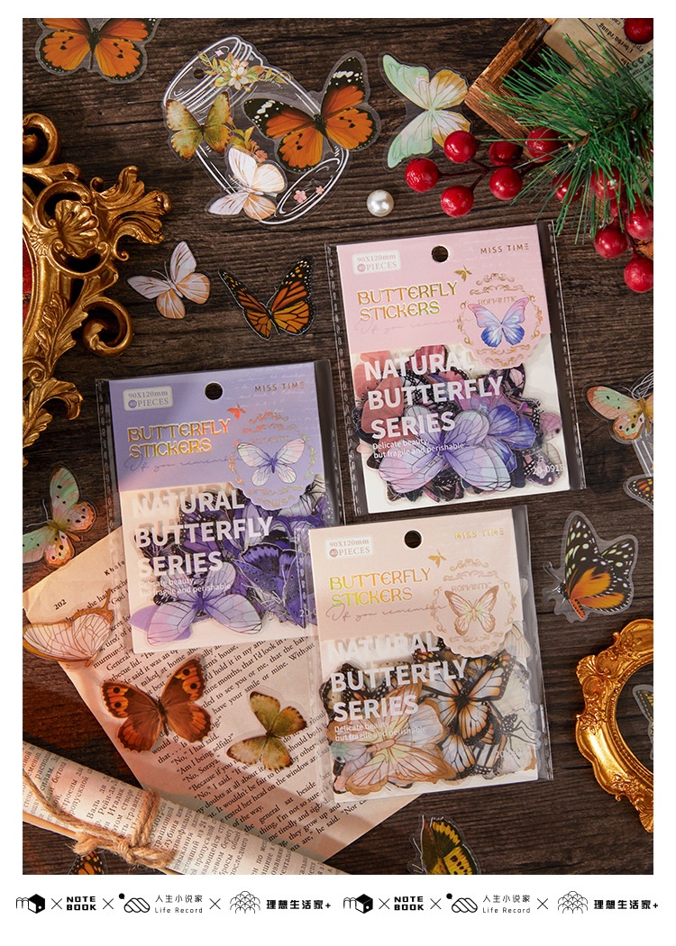 ENWEI 40 Pcs [Butterfly Nature Series] Aesthetics Journal Stickers ...