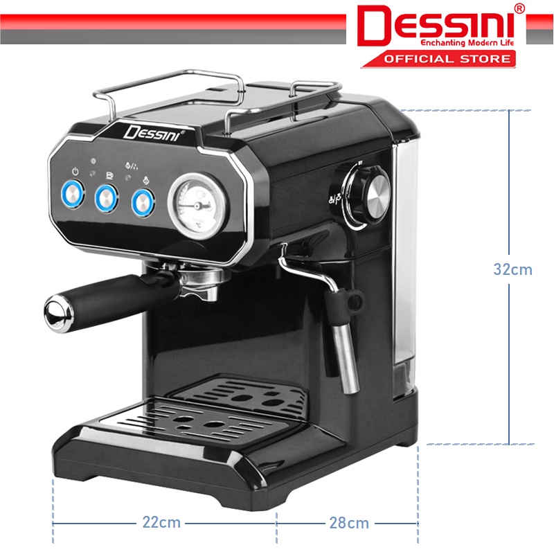 DESSINI ITALY 20 Bar 1.75L Espresso Coffee Maker Brew Froth Cappuccino ...