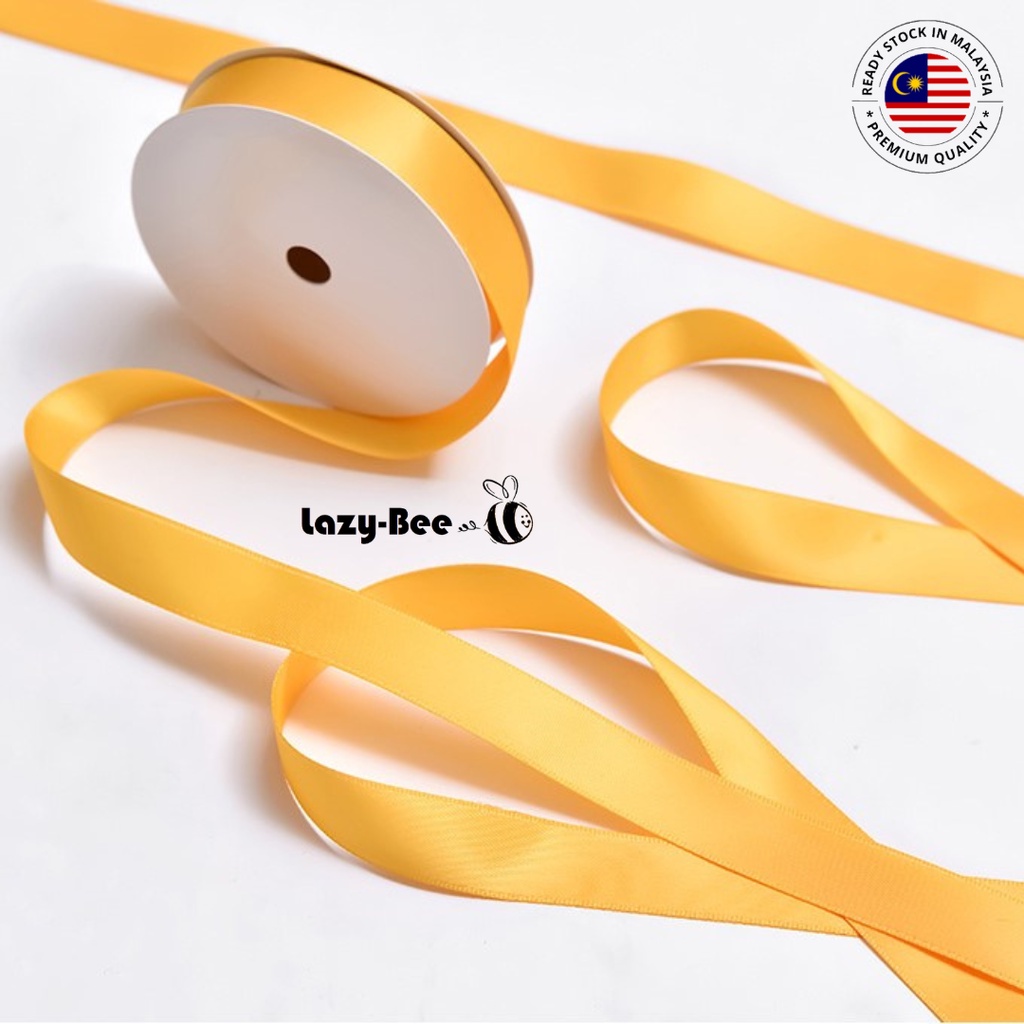 LAZY BEE 100 yards Yellow Gold Premium Double Face Satin Ribbon ...