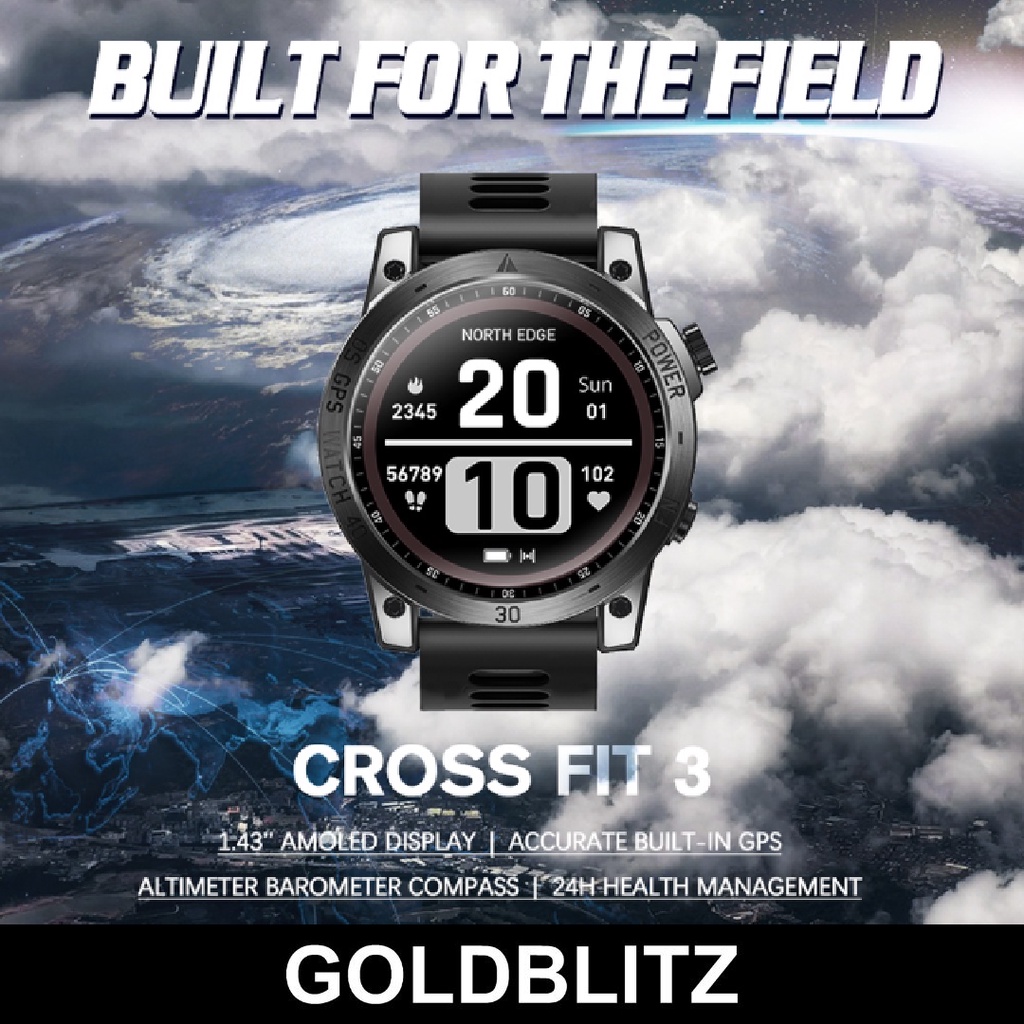 NORTH EDGE CROSS FIT3 GPS outdoor sports watch 1.43" AMOLED CrossFit3 ...