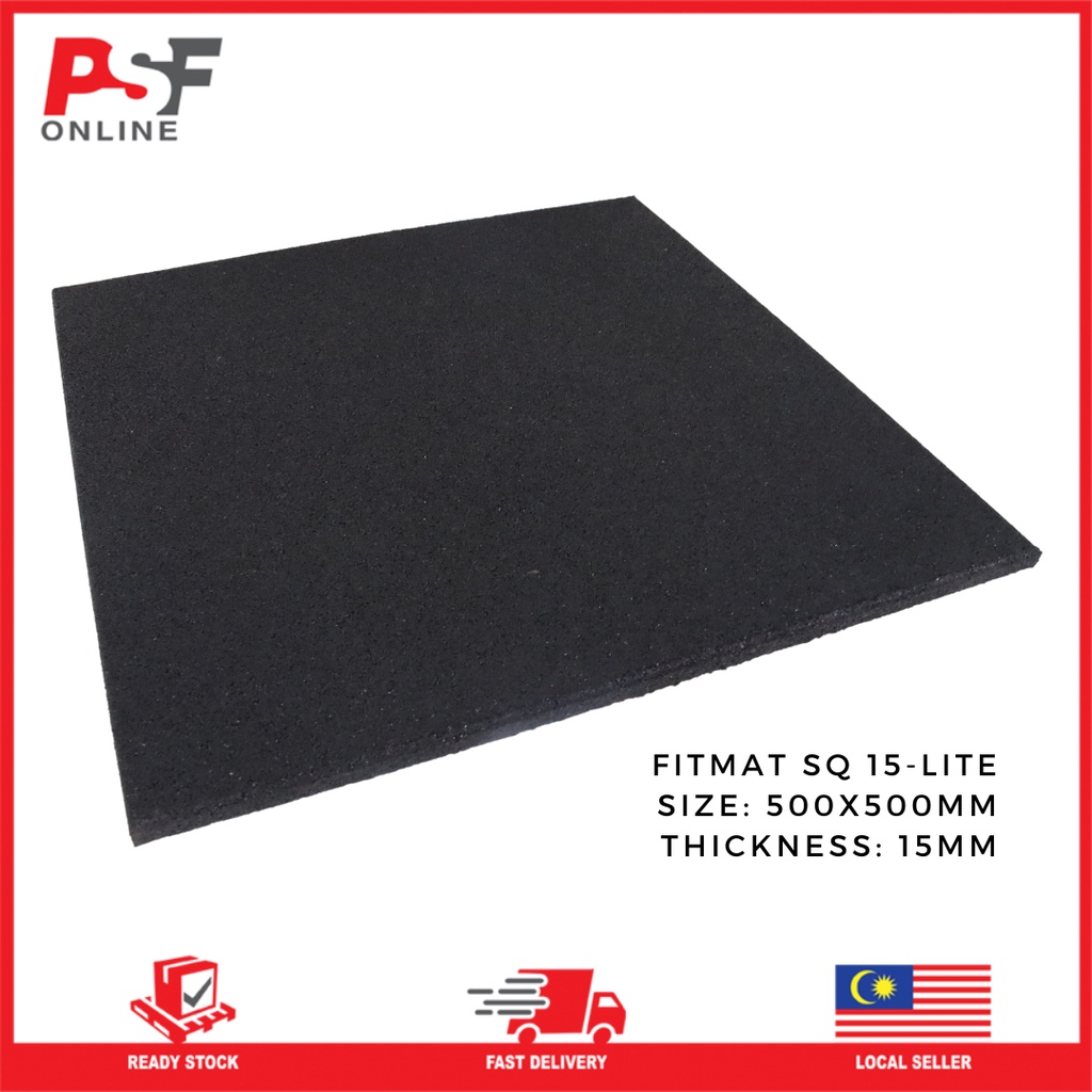 PRIMELAY FITMAT LITE SQ 15MM Thickness Rubber Tile Square Black | Sport ...