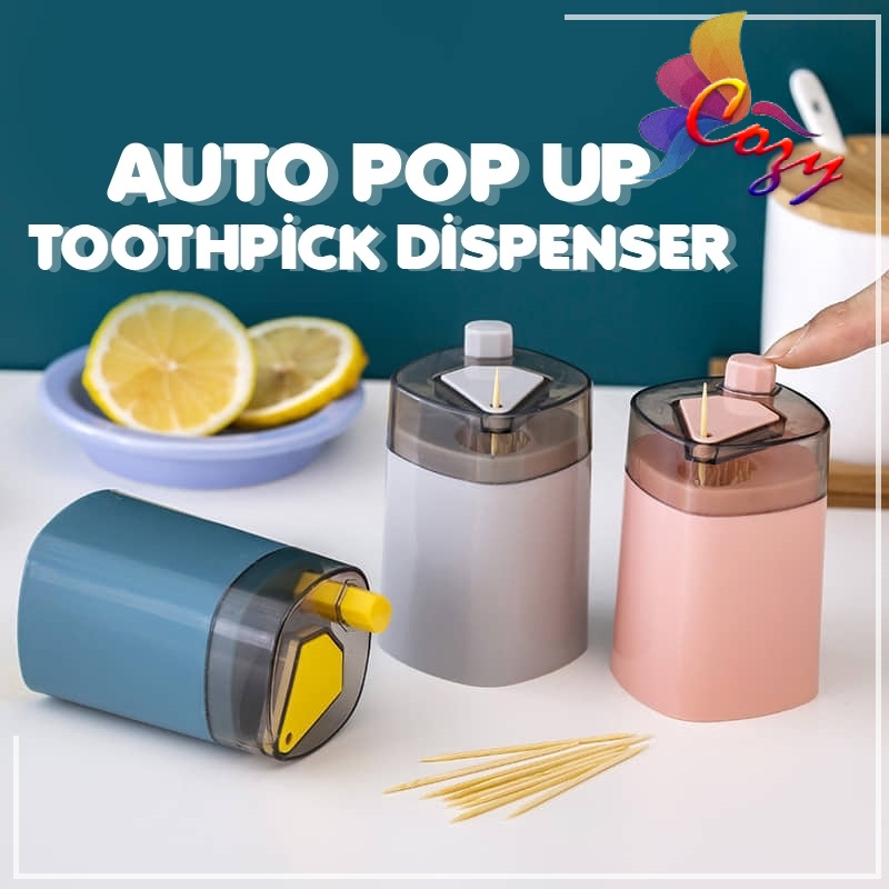 One-Click Pop-Up Toothpick Dispenser Automatic Holder Portable Storage ...