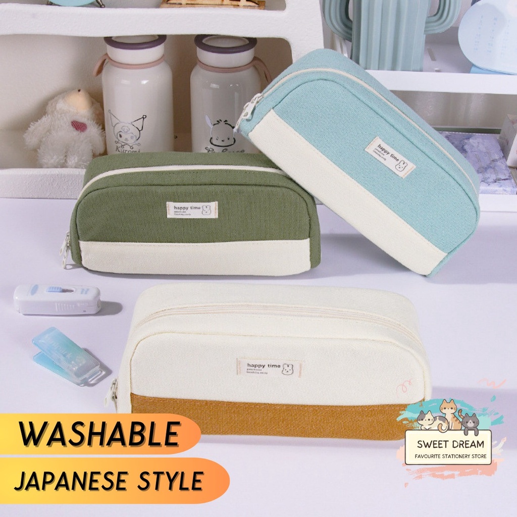 Happy Time Japanese Style Cute Little Stationery Canvas Kotak Pencil ...