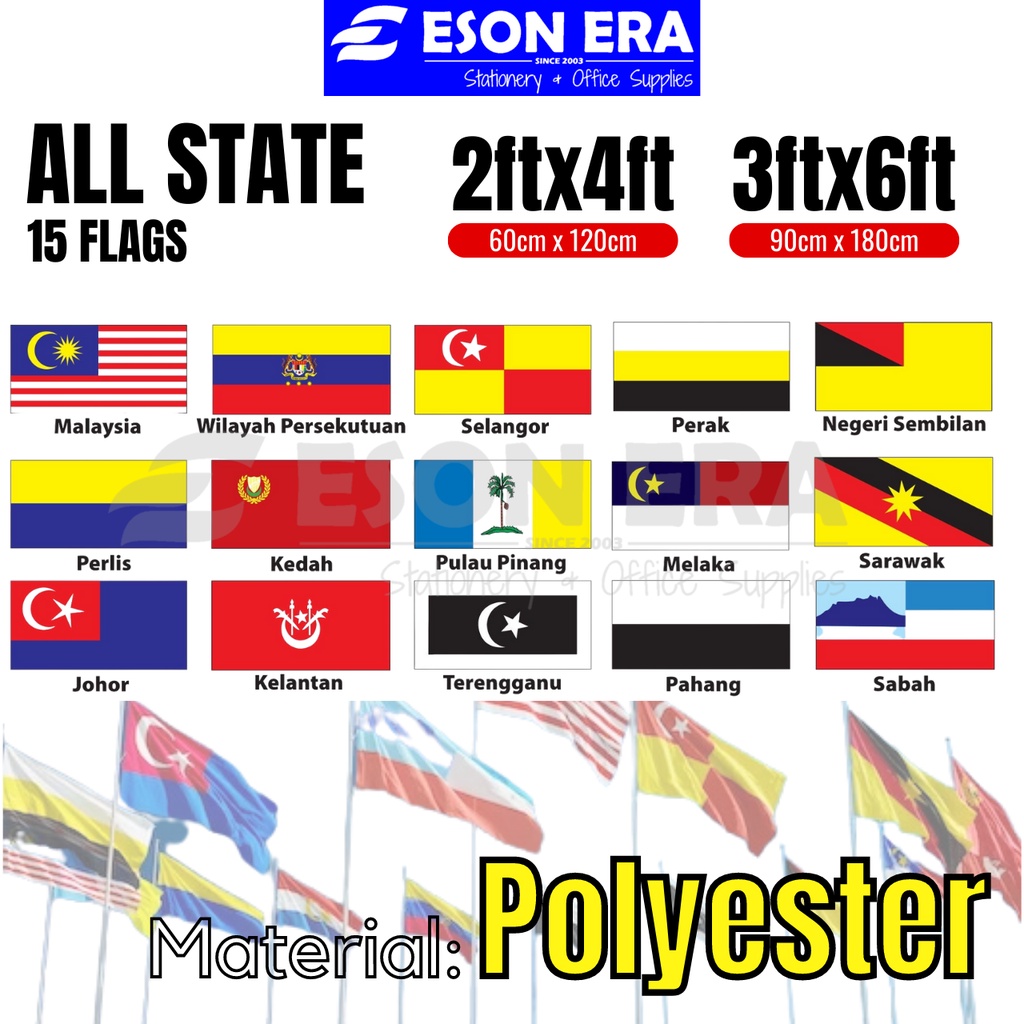 Malaysia Flag All State (Polyester) 2x4 / 3x6 Semua Negeri Bendera Malaysia | Shopee Malaysia