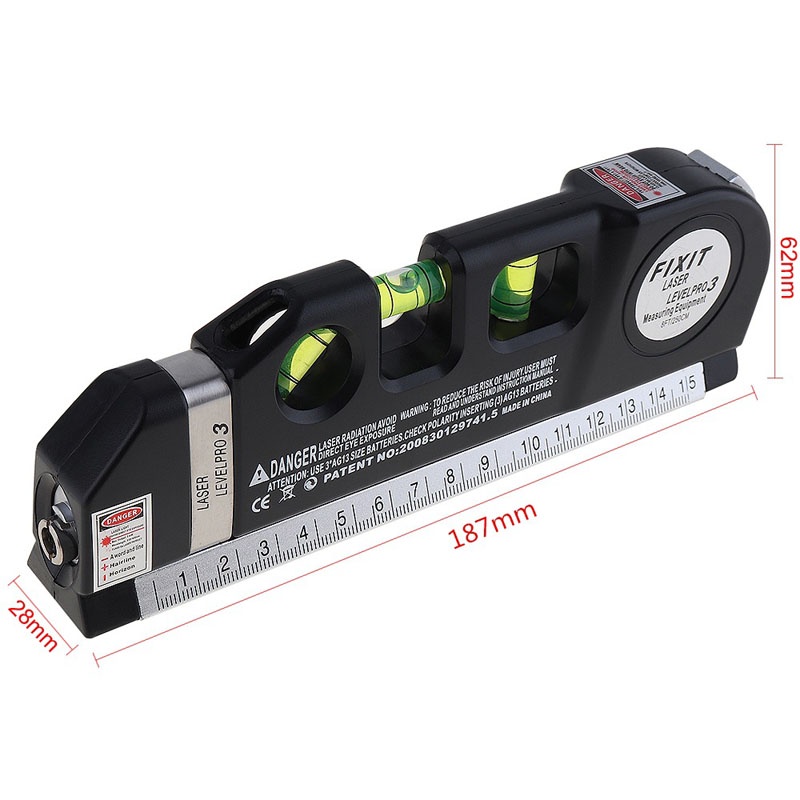 4In1 Multipurpose Spirit Level Laser Horizon Vertical Measure Tape Horizontal Rulers Infrared ...