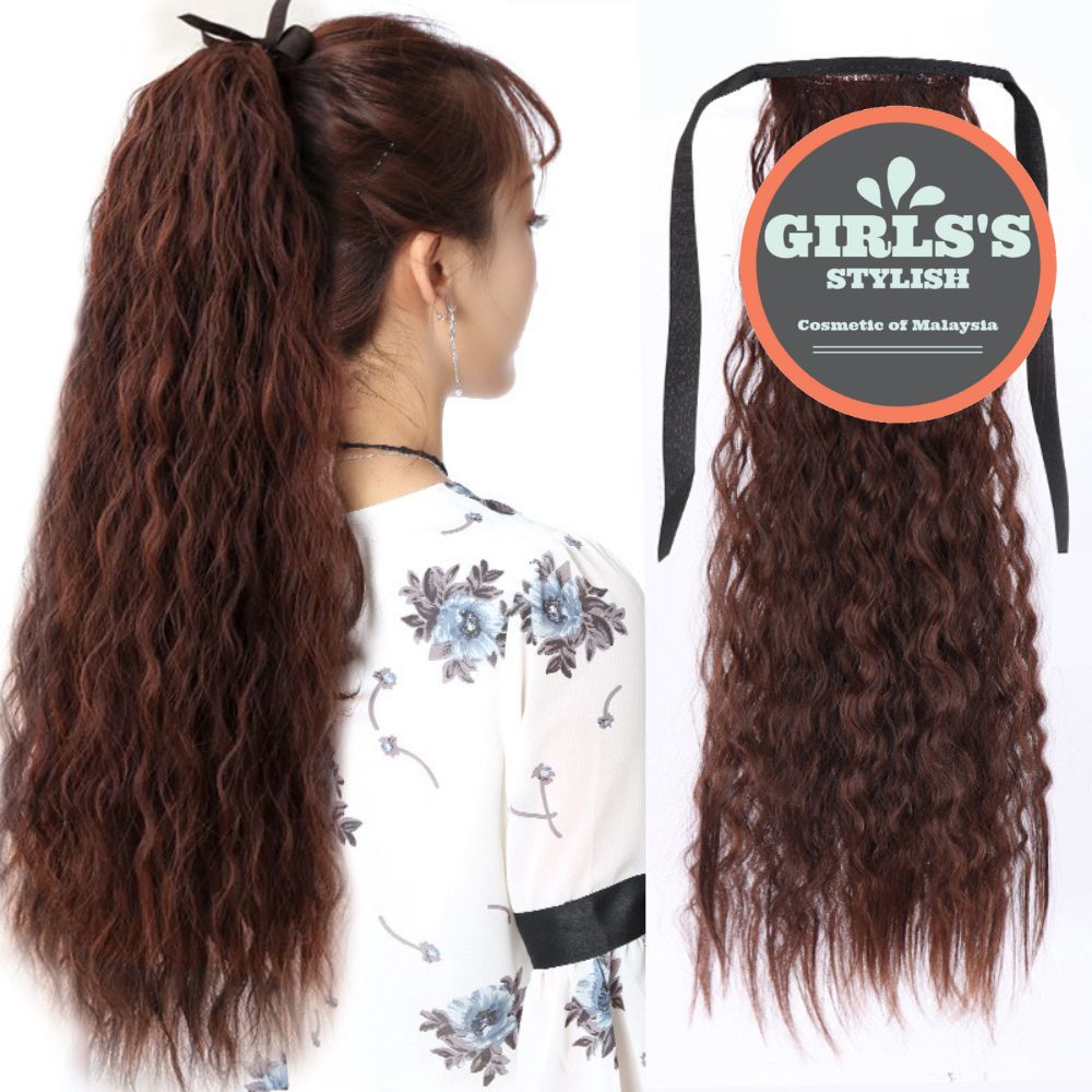 (0022) Kinky Corn Wave Hair Extension Clip in Fiber Hair Ponytail Wigs ...
