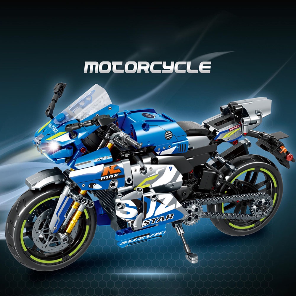 Creative ABS plastic building blocks motorcycle model diy assembling ...