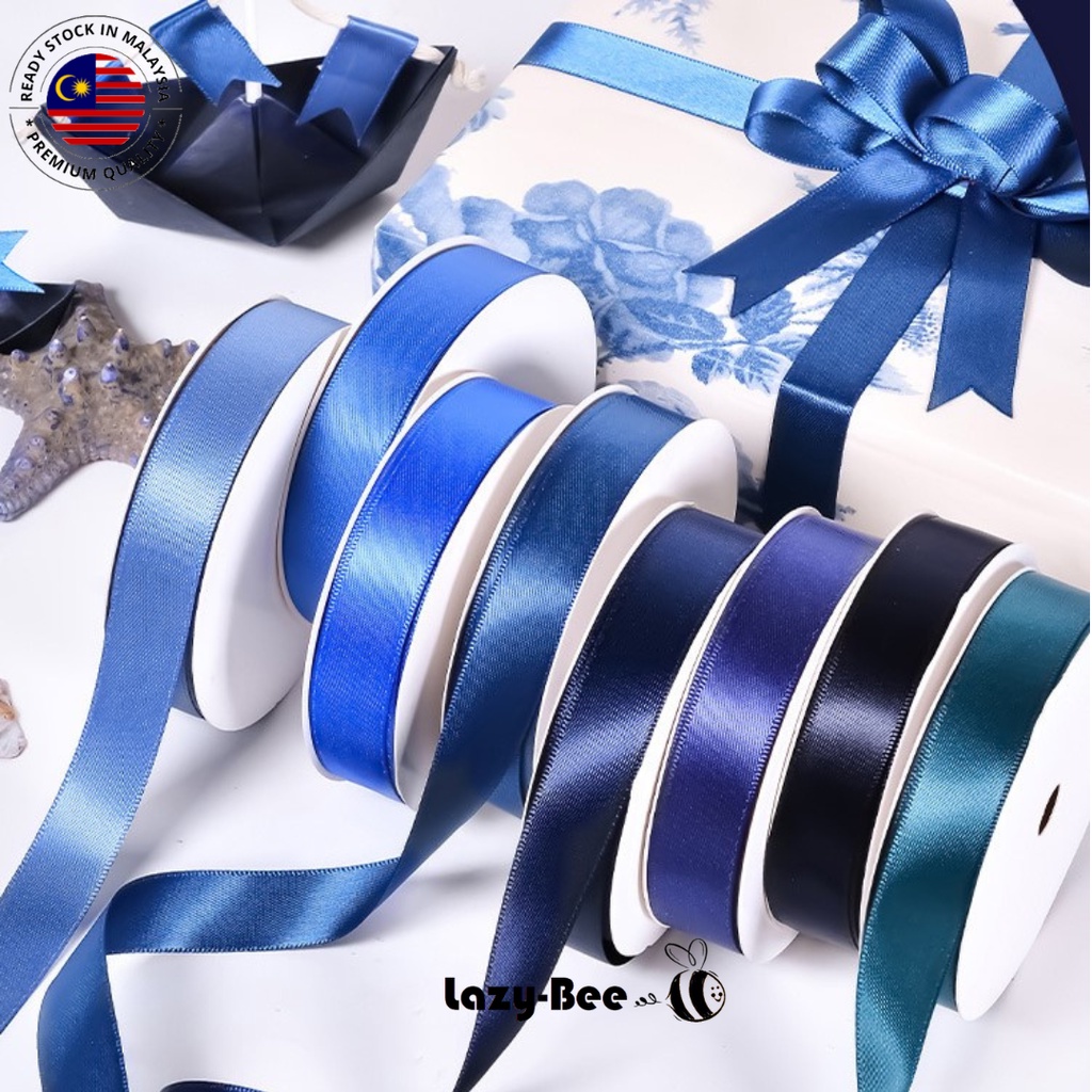 LAZY BEE Dark Blue Navy Blue Biru Tua 5 Meter Premium Double Face Satin ...