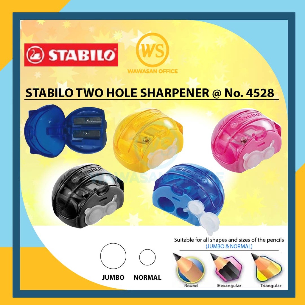 Stabilo Two Hole Sharpener No@4528/ Pencil Sharpener / Pengasah Pensil ...