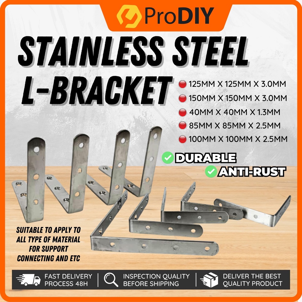 Stainless Steel L-Bracket 90 Degree Shape Corner Solid Angel Bracket ...