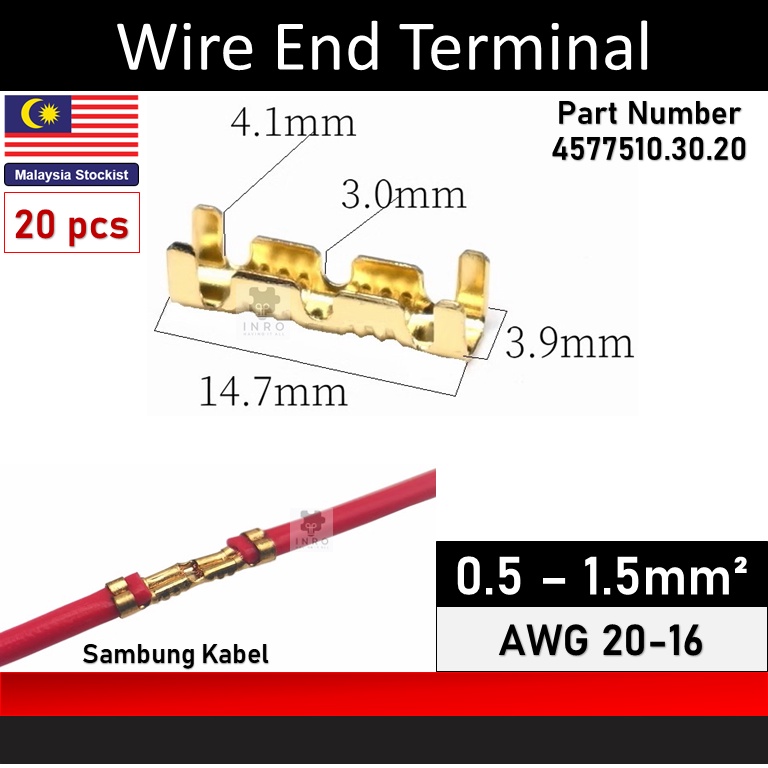 [20pcs] Penyambung Wayar Sambungan Kabel Wire End Terminal Wire Crimp ...