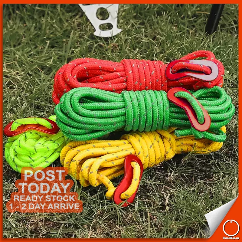 𝐖𝐄𝐀𝐓𝐇𝐄𝐑 𝐑𝐄𝐒𝐈𝐒𝐓𝐀𝐍𝐓 4 Meter Reflective Camping Rope Paracord Tent Ropes ...