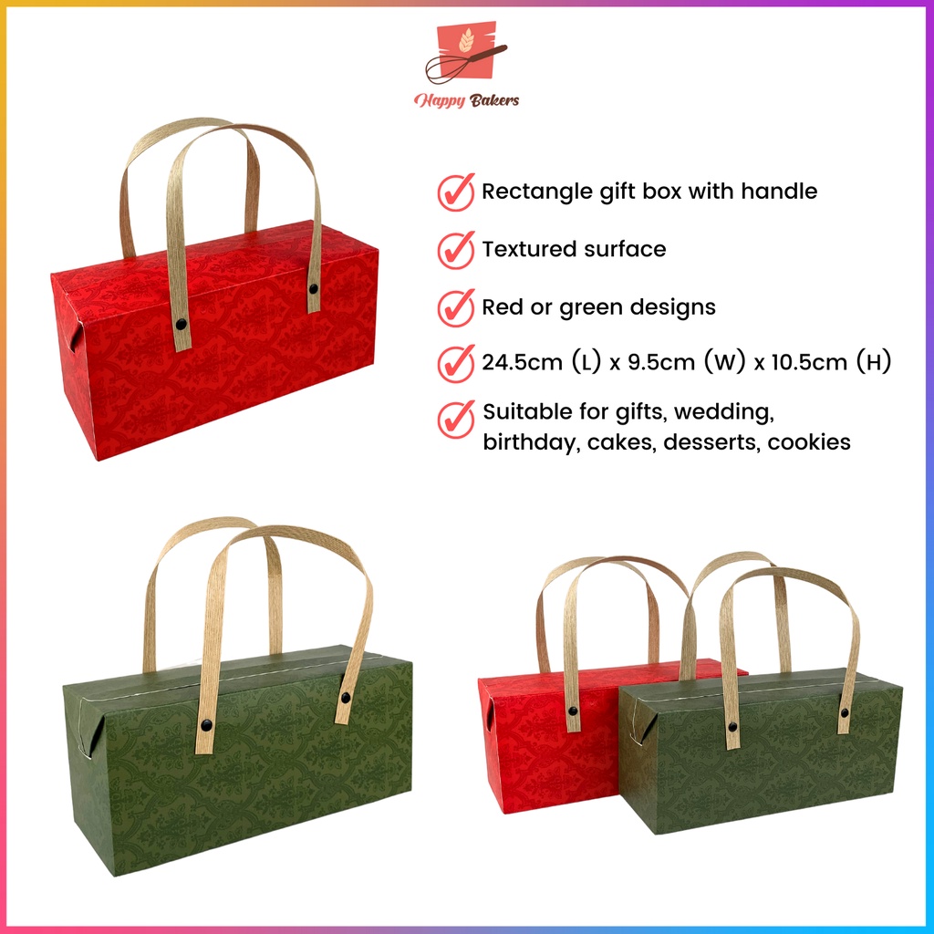 Rectangle Gift Box With Handle For Cakes Cookies Wedding Gift Birthday ...